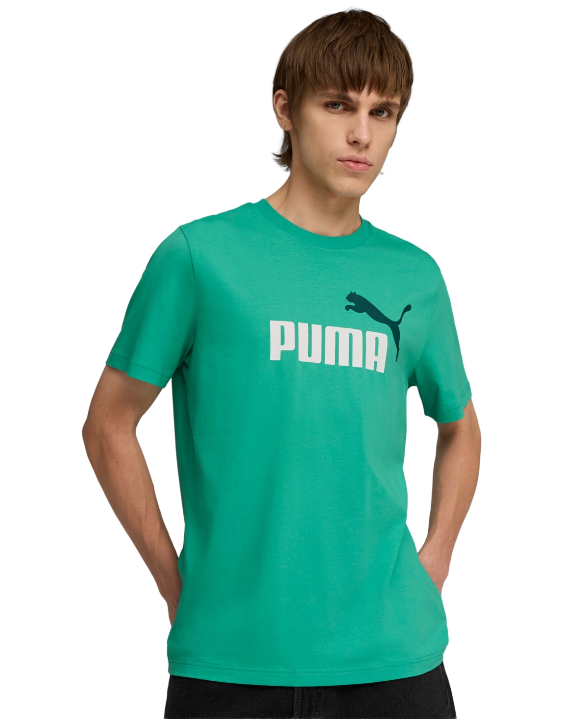 Click here for Puma Mens Essential Logo T-Shirt - vibrant green prices