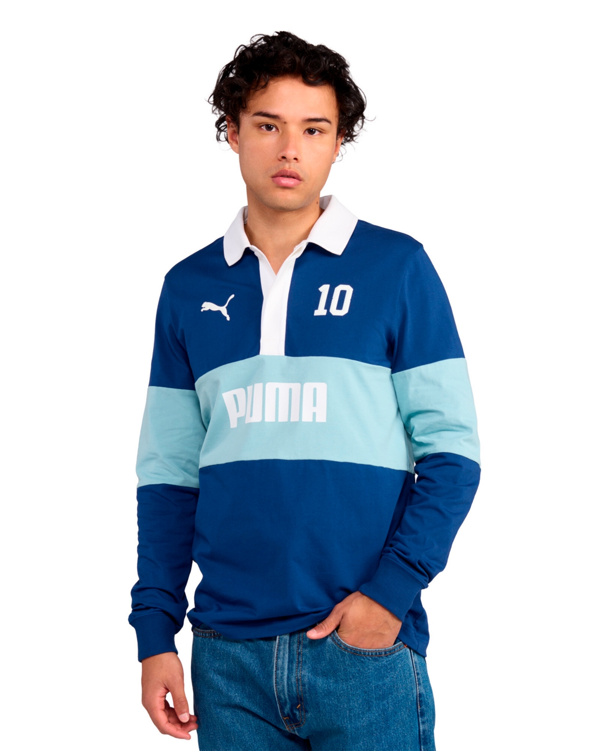 Click here for Puma Mens Sport Rugby Polo Collared Shirt - Blue J... prices