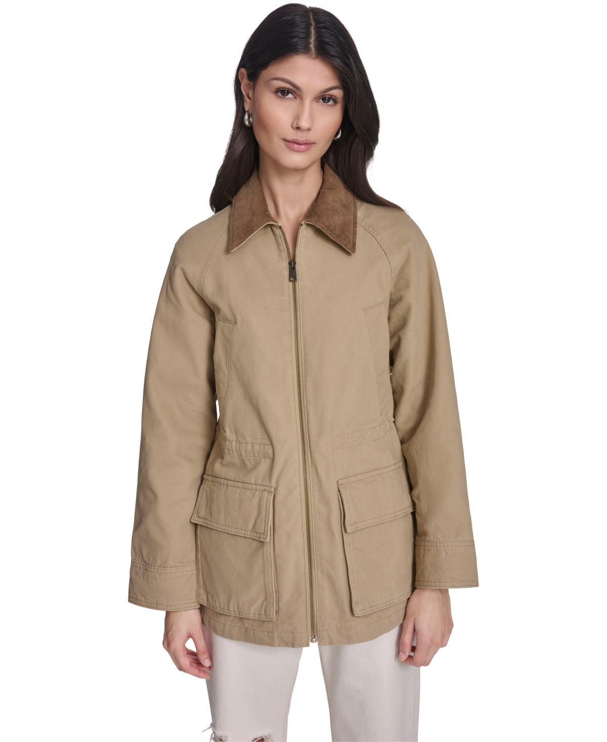 Click here for Levis Womens Cinch Waist Cotton Barn Jacket - Tan prices