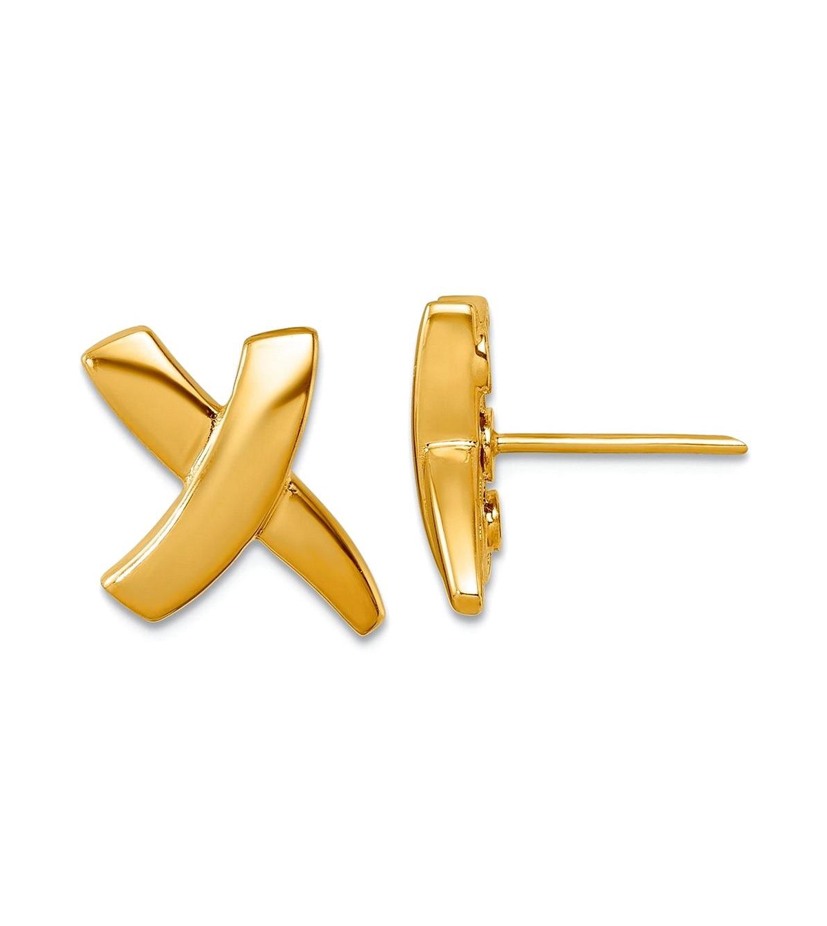 Click here for Solid 18k Yellow Gold 16.5x11mm X Button Post Earr... prices