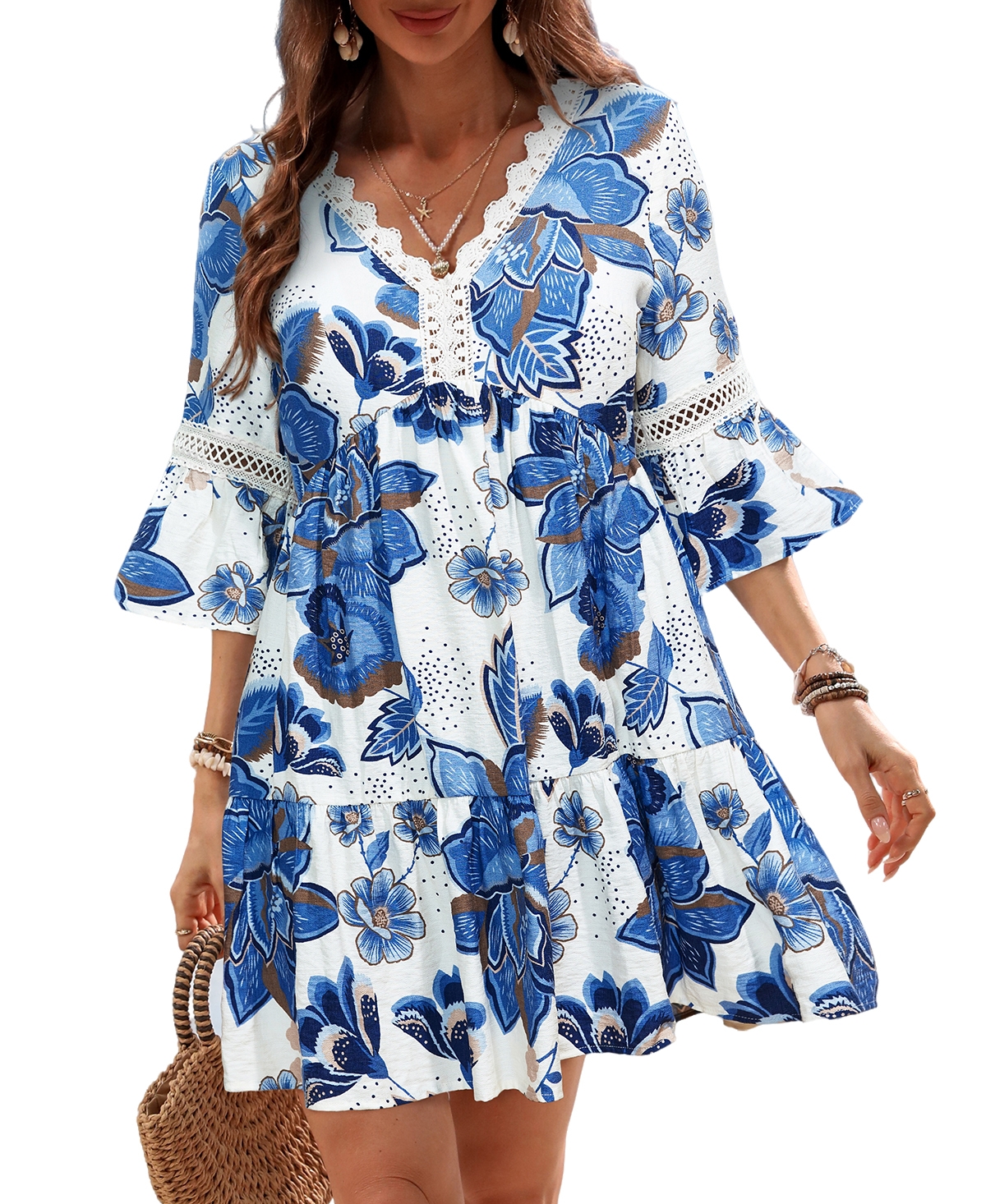 Click here for Cupshe Womens Pacific Time Floral Mini Beach Dress... prices