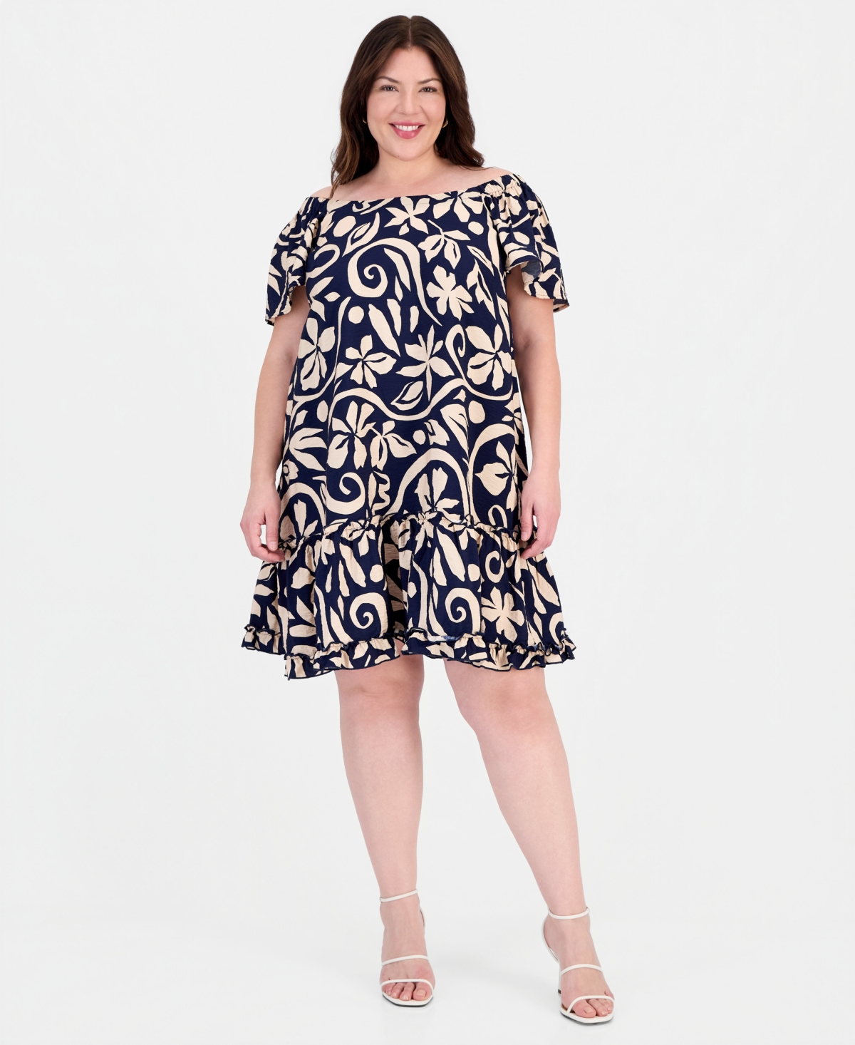 Click here for Robbie Bee Plus Size Printed Square-Neck Shift Dre... prices