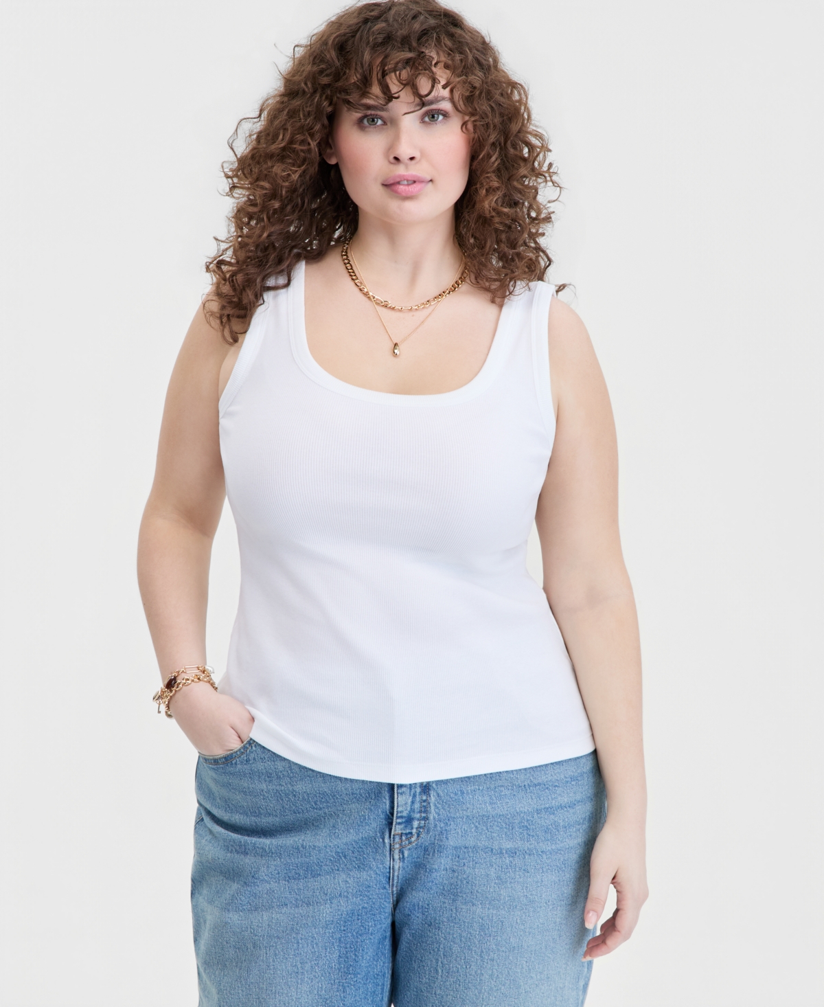 Click here for On 34th Trendy Plus Size Double Scoop-Neck Tank  M... prices
