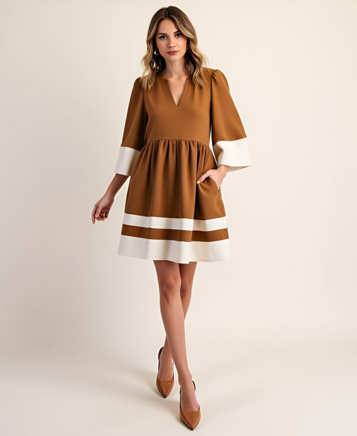 Click here for Modenaire Womens Fit & Flare Contrast Trim Mini Dr... prices