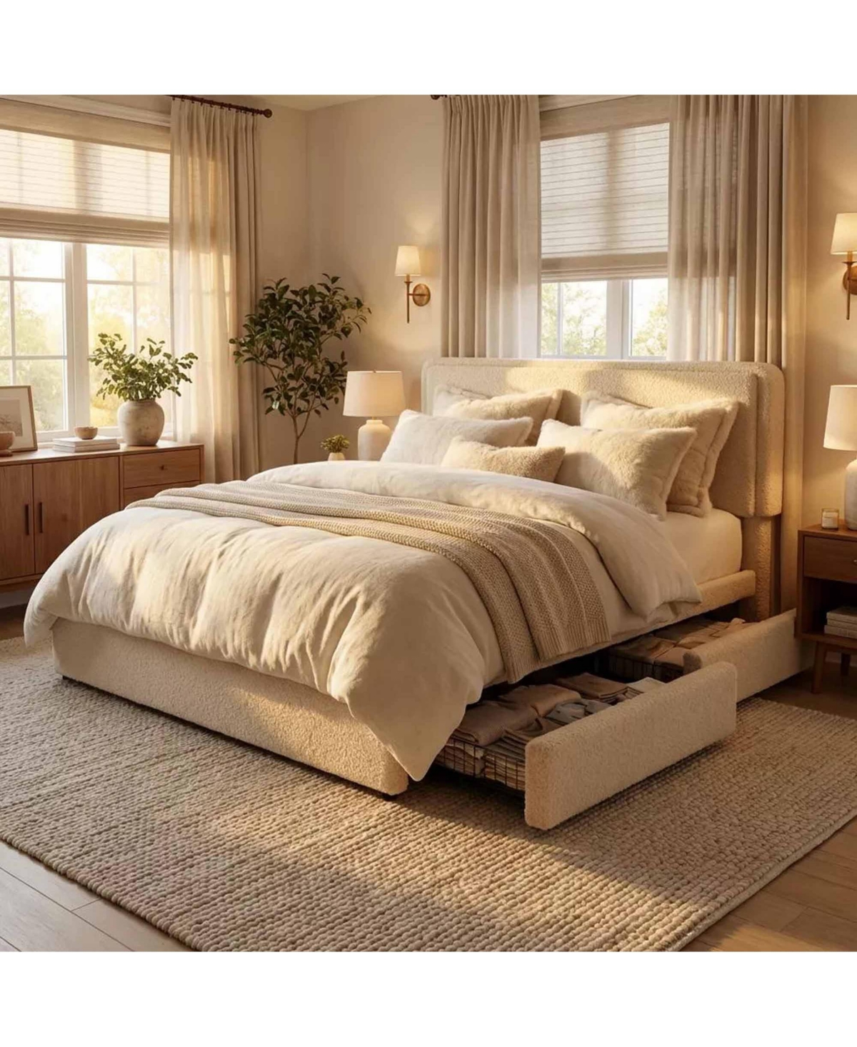 Click here for gaomon Teddy Fleece 2 Drawer Adjustable Headboard... prices