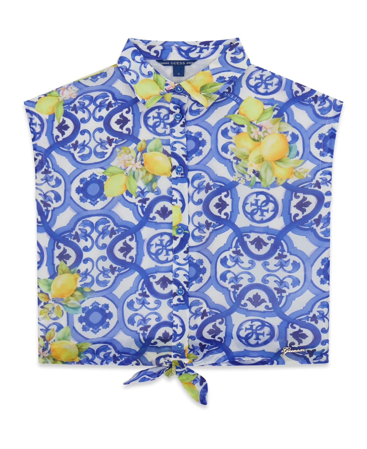 Click here for Guess Girls 7-16 Chiffon Short-Sleeve Top - Blue M... prices