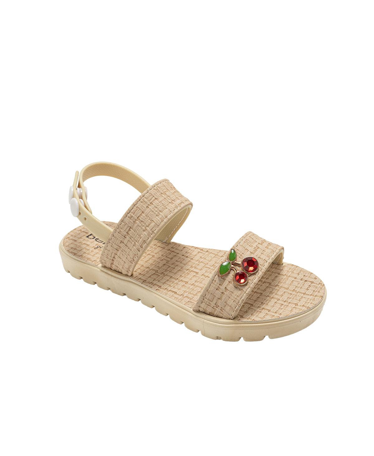 Click here for Bebe Girls Pcu Sandal with Embossed Woven and Frui... prices