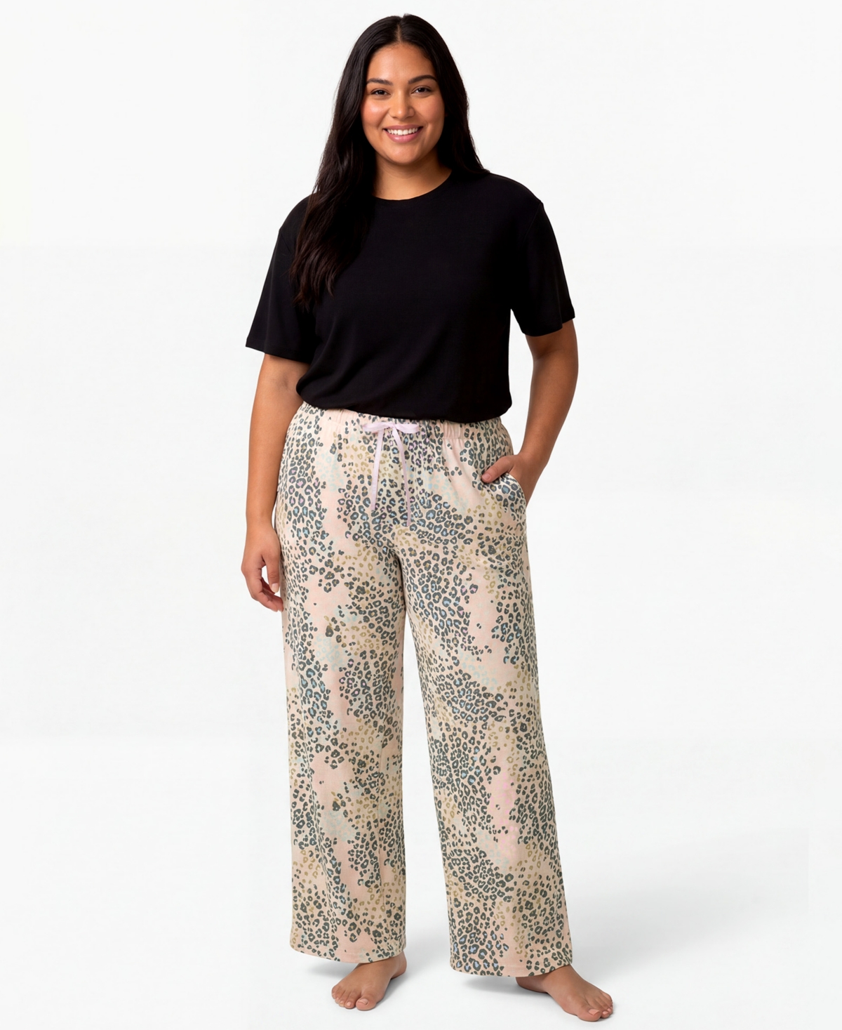 Click here for Hue Plus Size Cozy Canine Striped Mid-Rise Pants -... prices