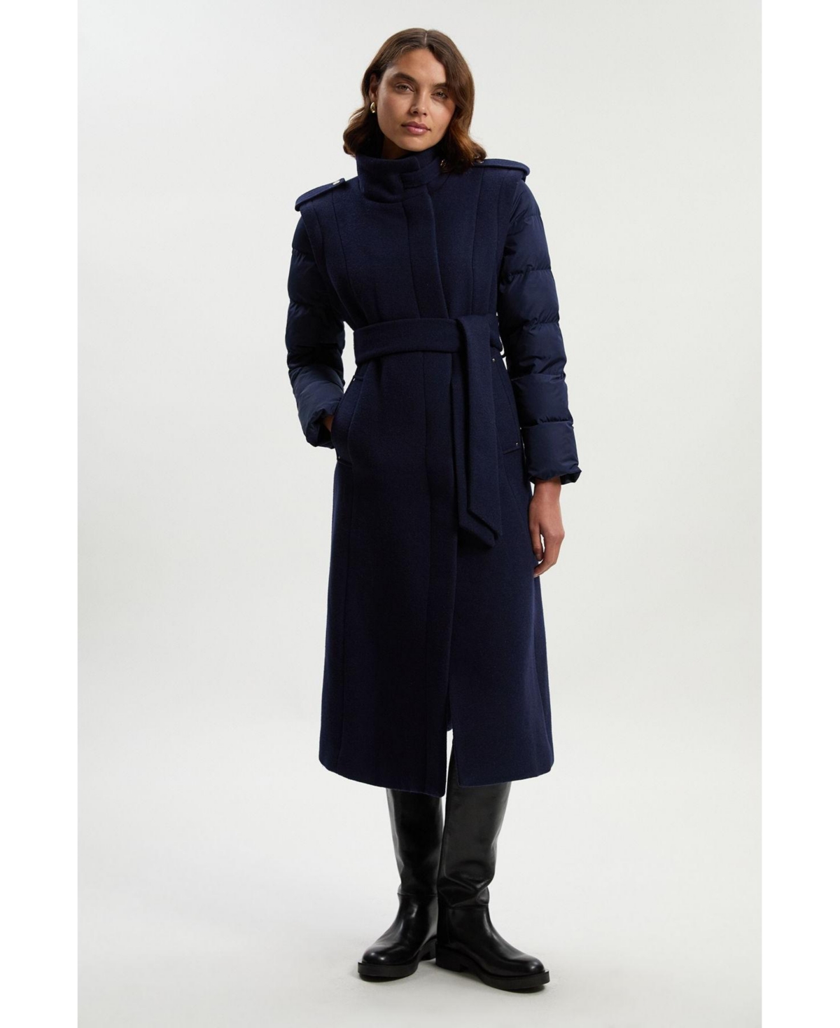 Click here for Karen Millen Womens Wool High Neck Puffer Belted M... prices