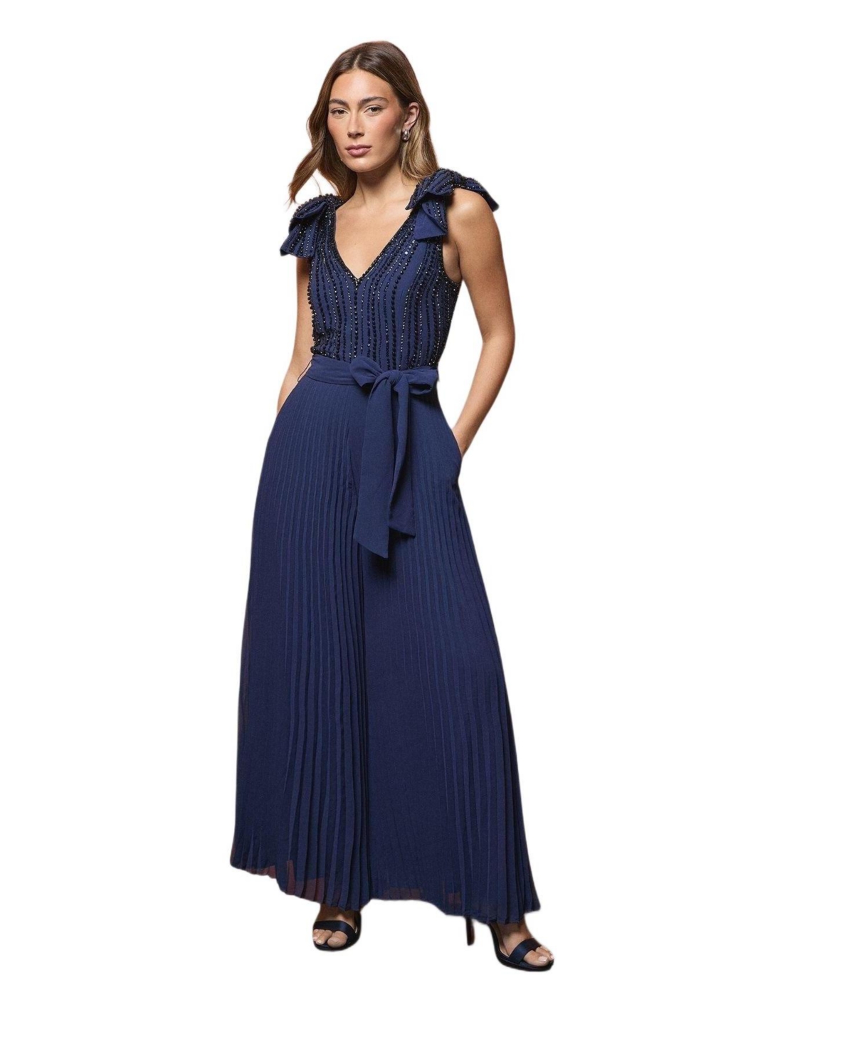 Click here for Coast Womens Embellished Bow Shoulder Jumpsuit - N... prices