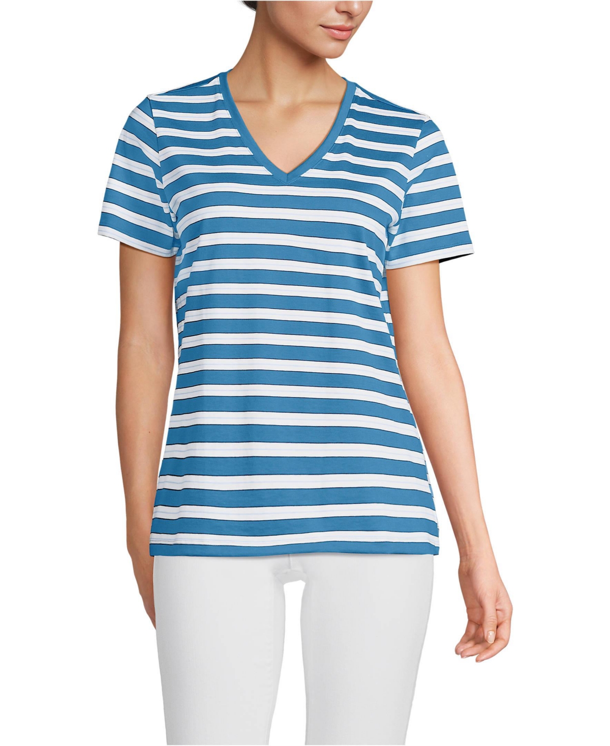 Click here for Lands End Womens Relaxed Supima Cotton V-Neck T-Sh... prices