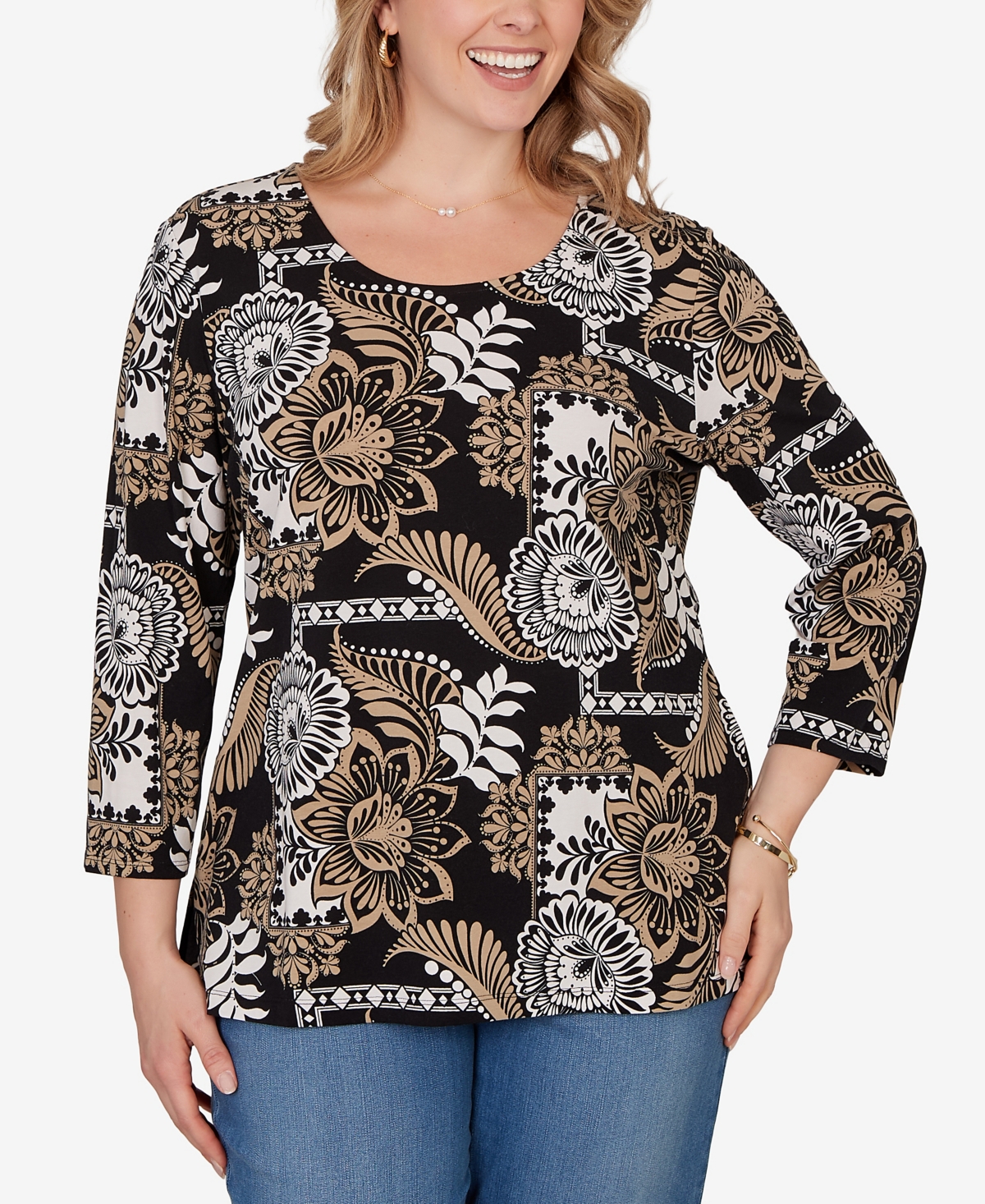 Click here for Ruby Rd. Plus Size Tropical Patchwork Scoop Neck K... prices