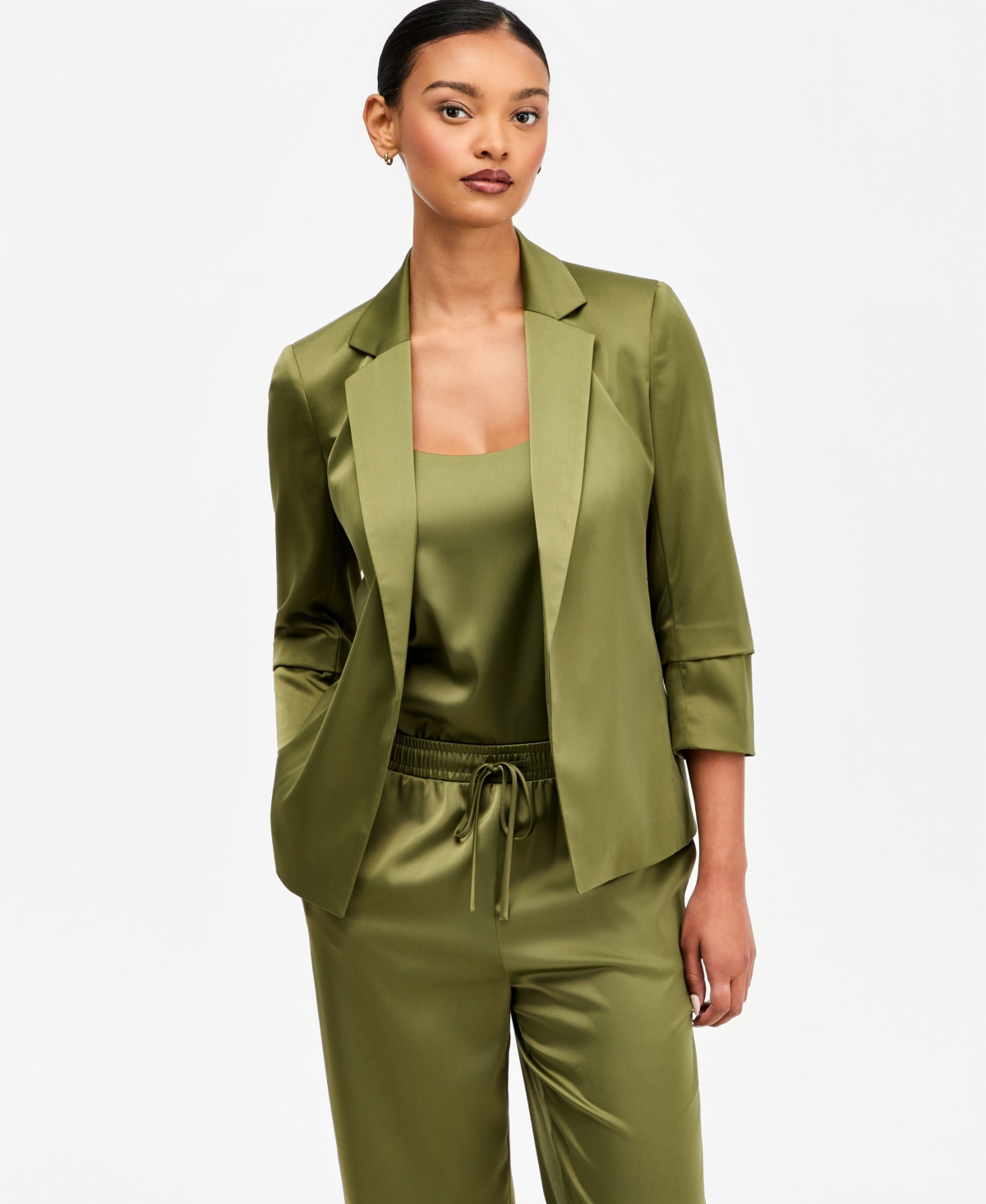 Click here for Bar Iii Womens Satin Open-Front Jacket  Macys Excl... prices