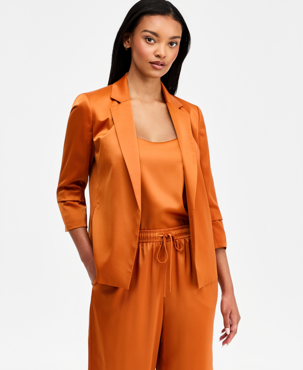 Click here for Bar Iii Womens Satin Open-Front Jacket  Macys Excl... prices