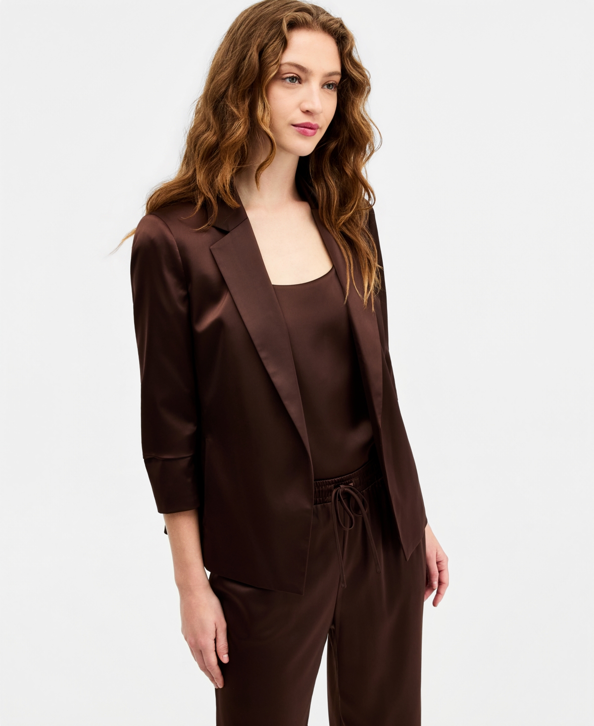 Click here for Bar Iii Womens Satin Open-Front Jacket  Macys Excl... prices