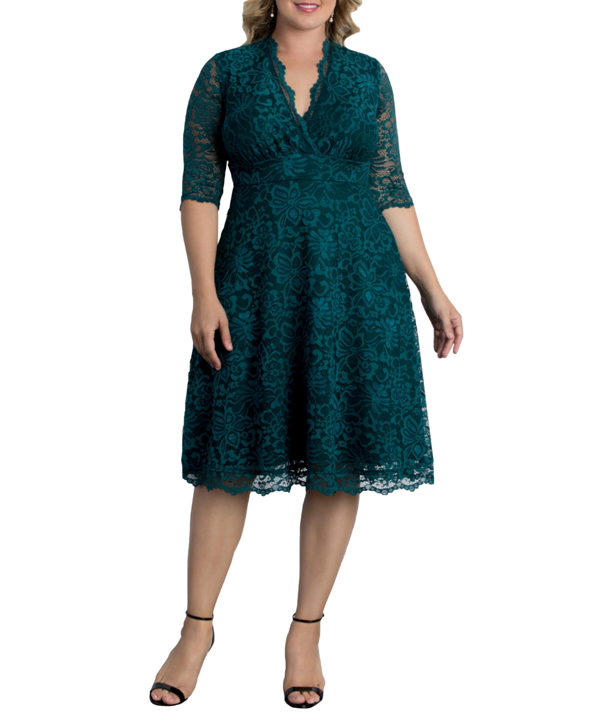 Click here for Womens Plus Size Mademoiselle Lace Cocktail Dress... prices