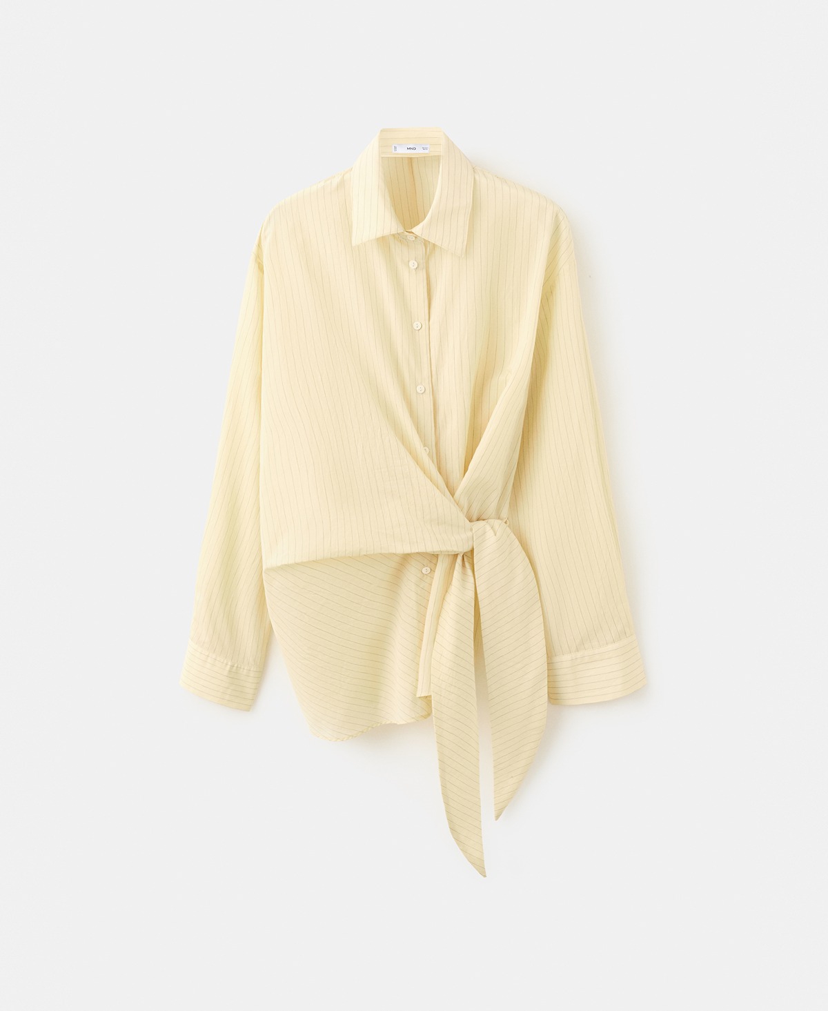 Click here for Mango Womens Stripped Knot Shirt - Pastel Yellow prices