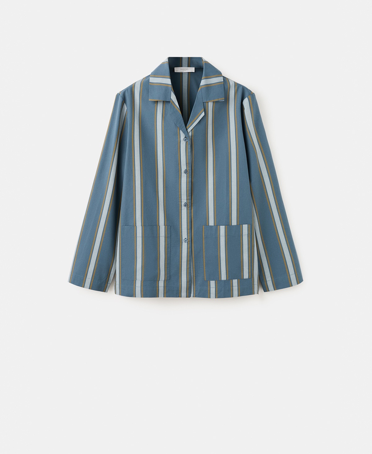 Click here for Mango Womens Long Sleeve Striped Pajama Top - Turq... prices