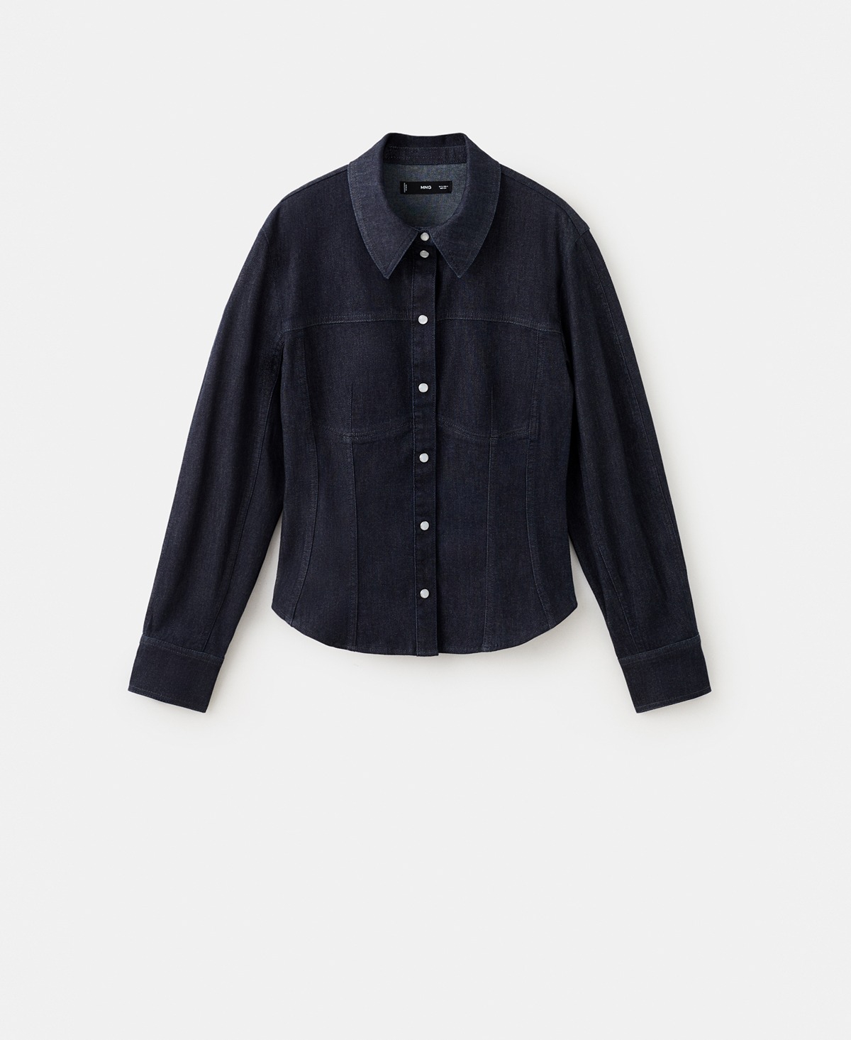 Click here for Mango Womens Seams Denim Shirt - Open Blue prices