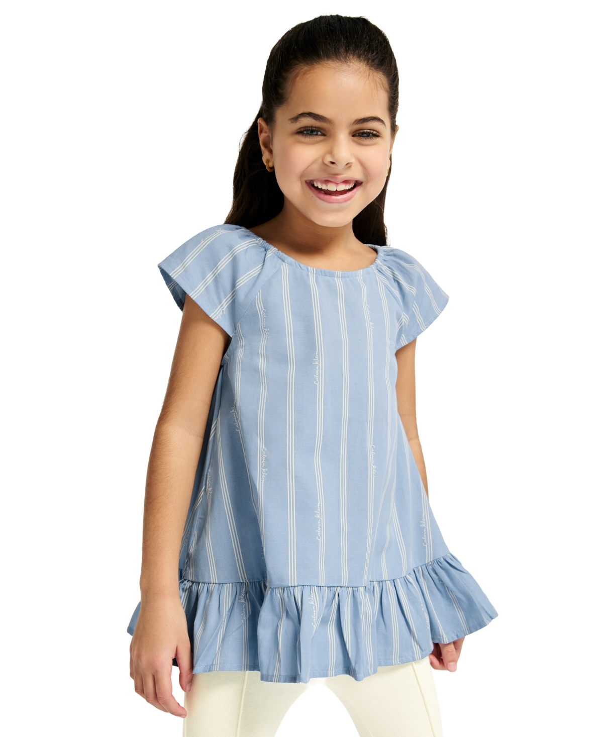 Click here for Calvin Klein Girls 4-6X Striped Denim Tunic and Ca... prices