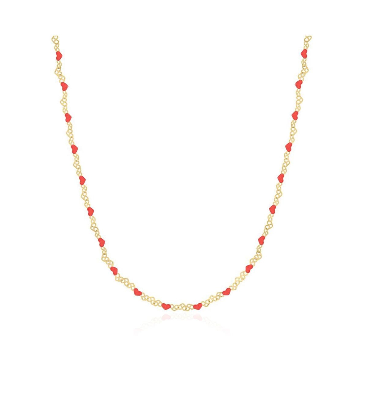 Click here for The Lovery Enamel Heart Link Necklace - 14k gold-p... prices