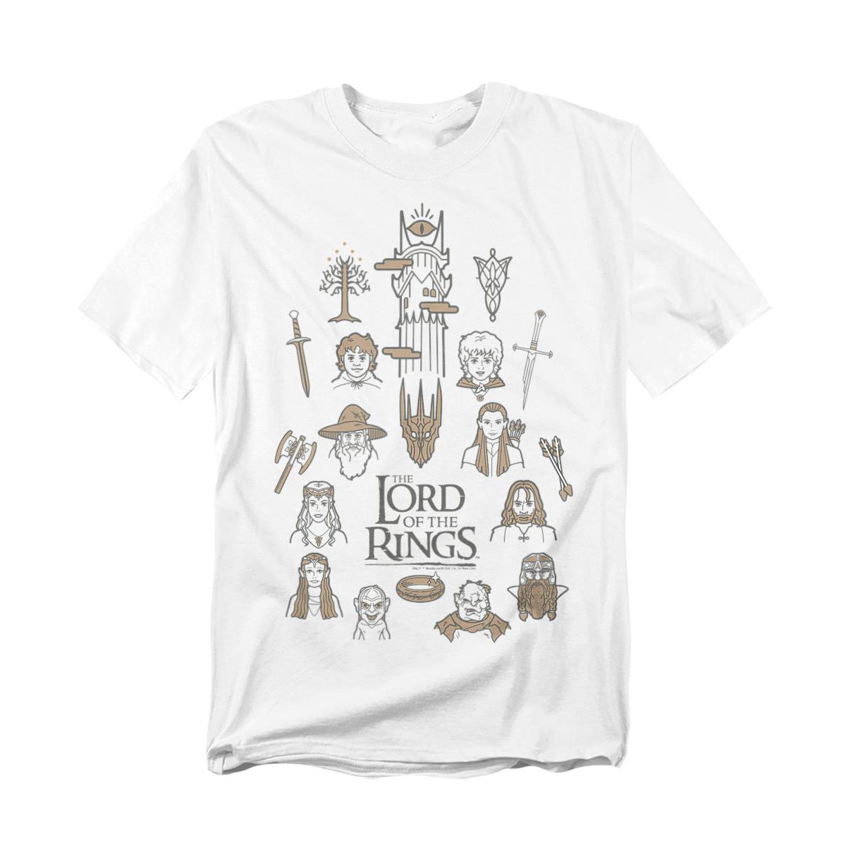 Click here for Lord Of The Rings Mens Doodle Icons T-Shirt - Whit... prices