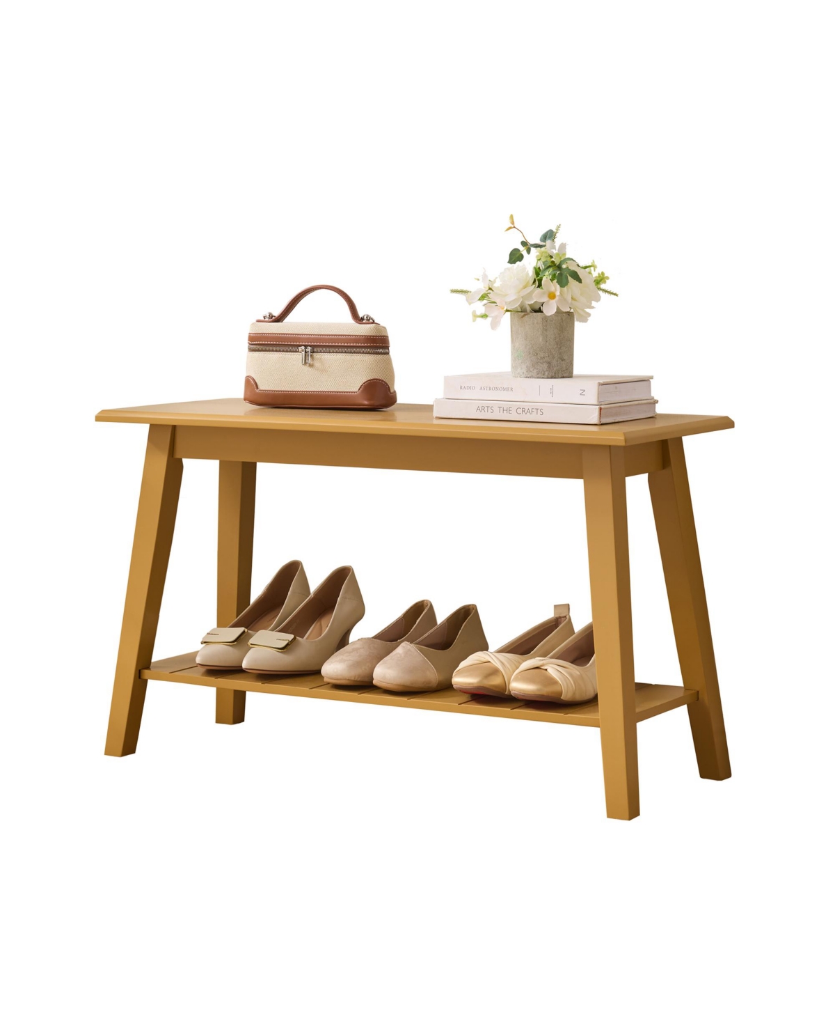 Click here for Modern wood entryway bench with storage shelf ... prices