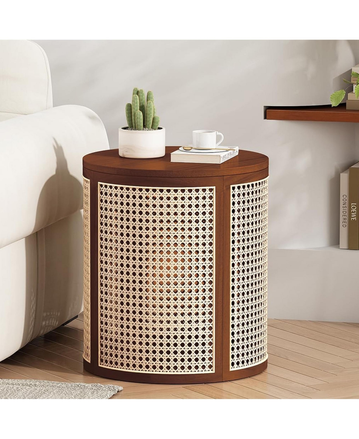 Click here for Rainsken Round Solid Wood Nightstand  Hollow Woven... prices