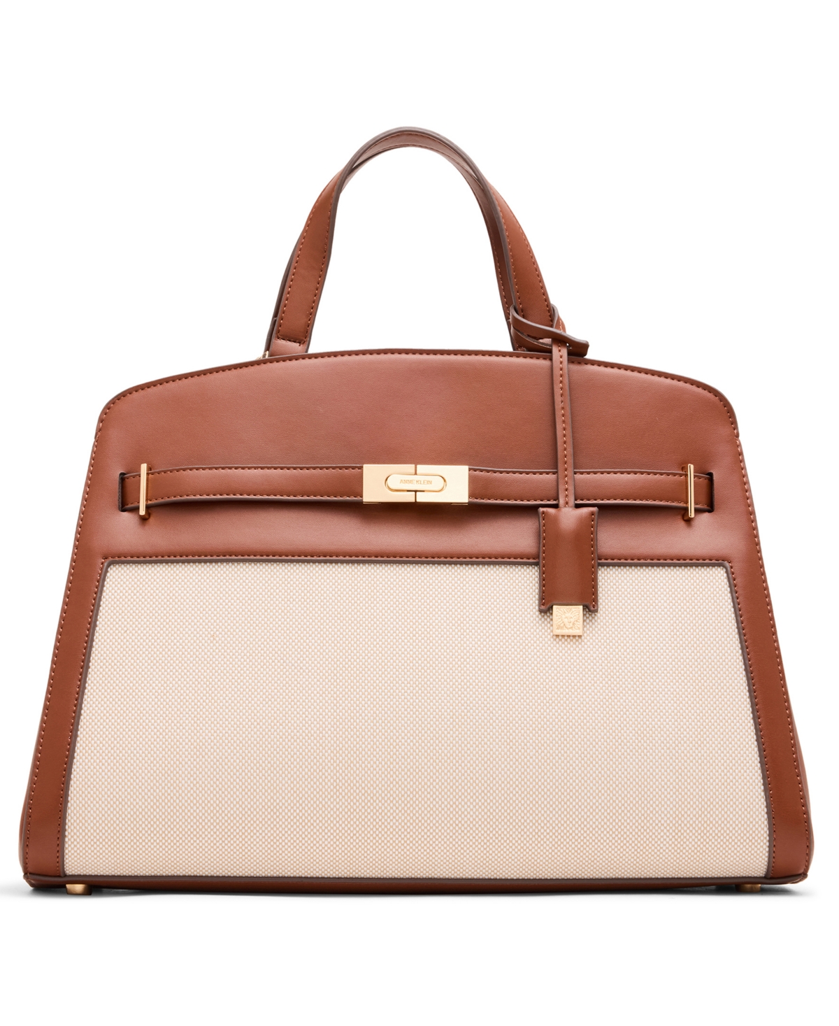 Click here for Anne Klein Small Zipper Satchel Bag - Tan Cream/Ha... prices