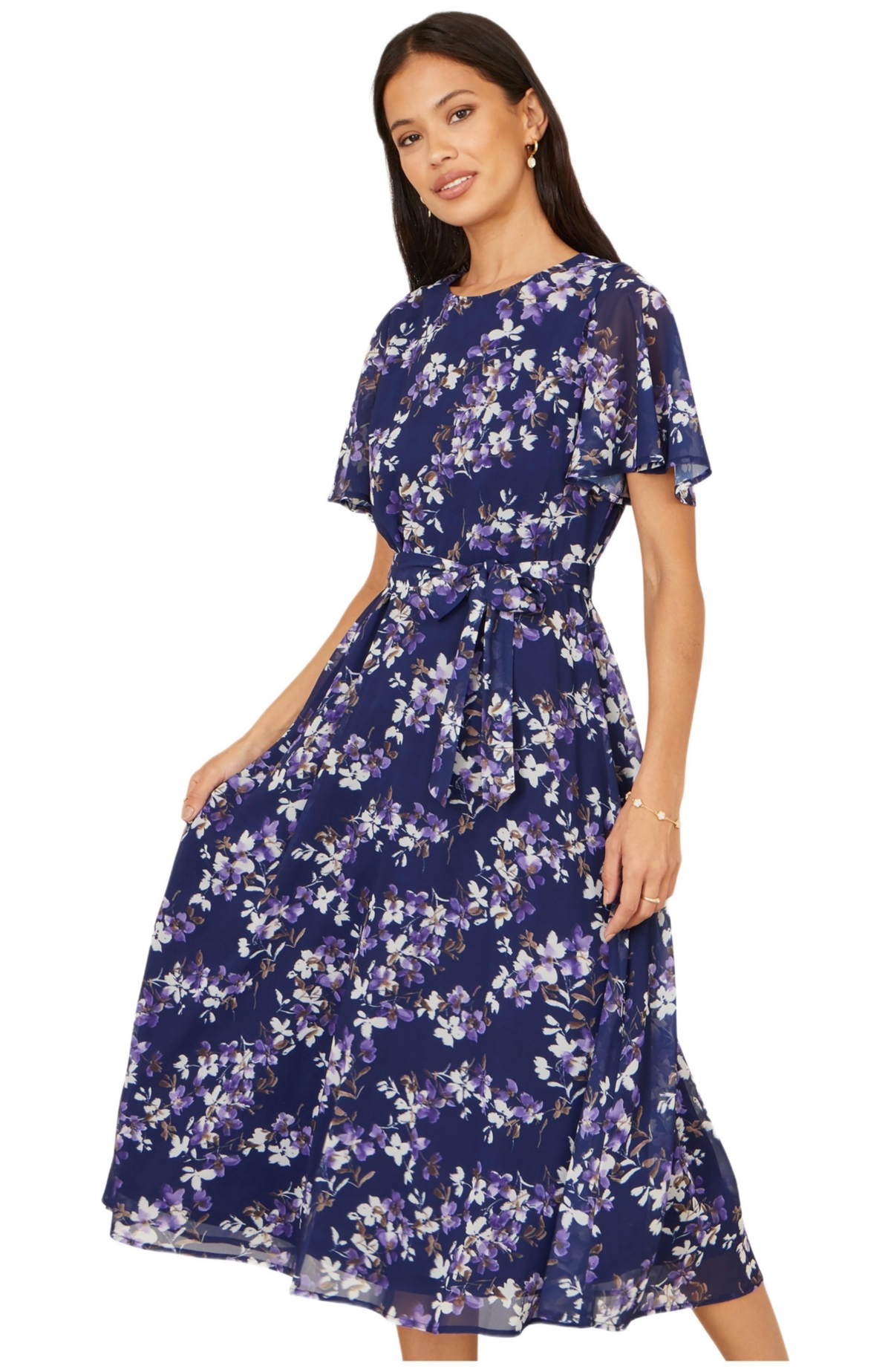 Click here for Yumi Womens Blossom Print Midi Skater Dress - Navy prices
