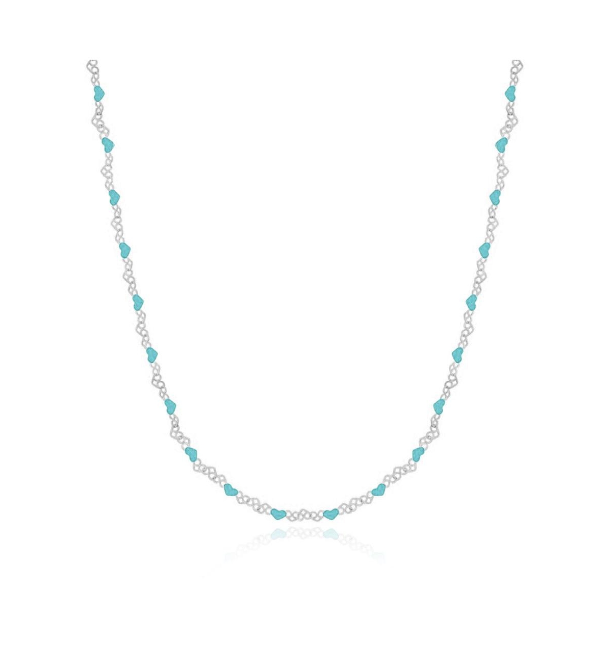 Click here for The Lovery Enamel Heart Link Necklace Sterling Sil... prices