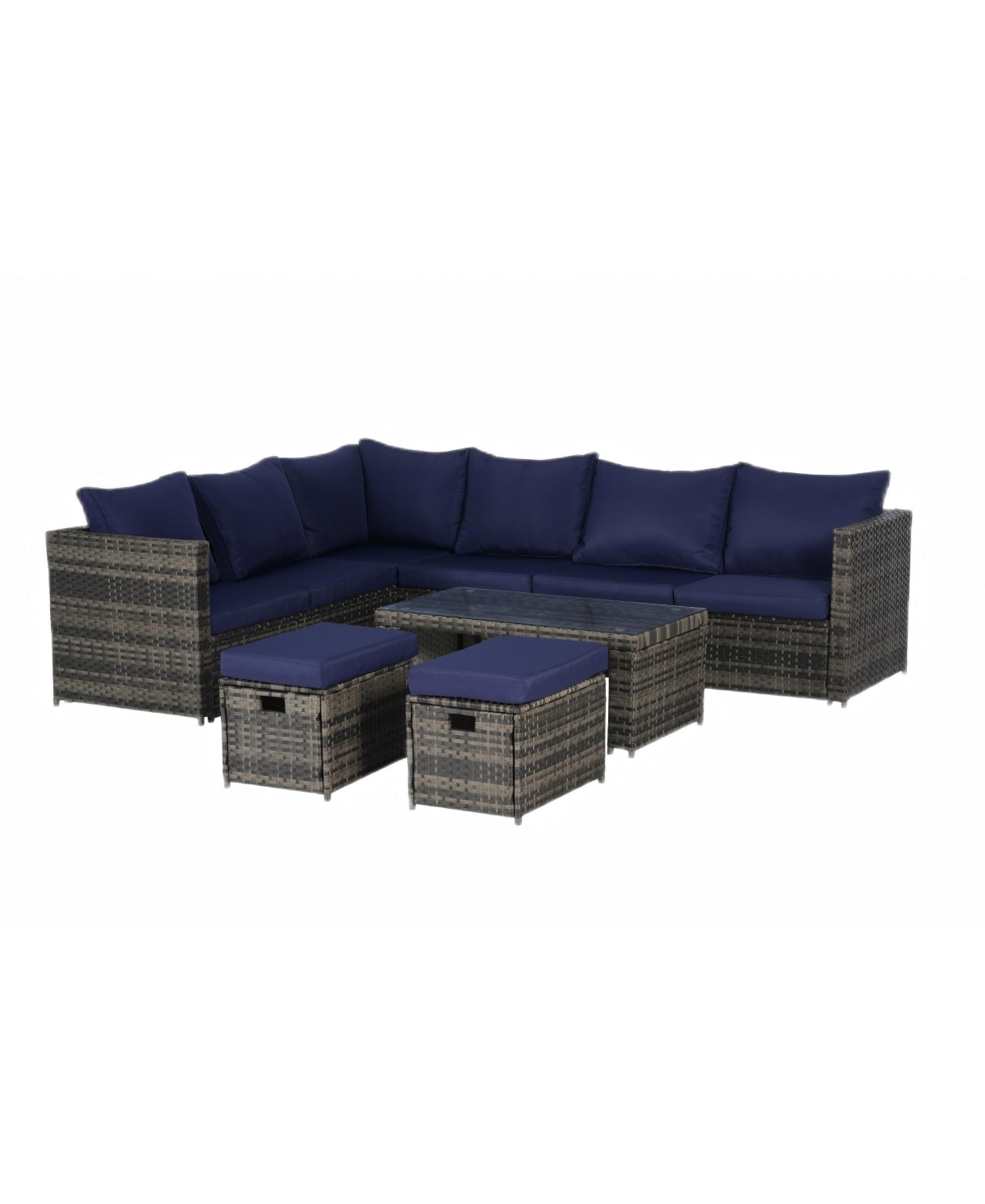 Click here for 6-Piece Outdoor Patio Sectional Sofa Set with Glas... prices