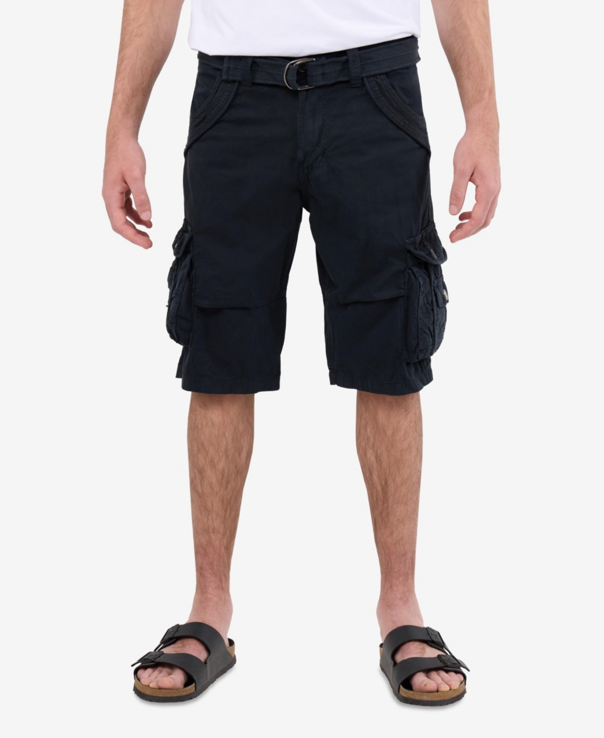 Click here for X-Ray Mens Belted Double Pocket Cargo Shorts - Nav... prices