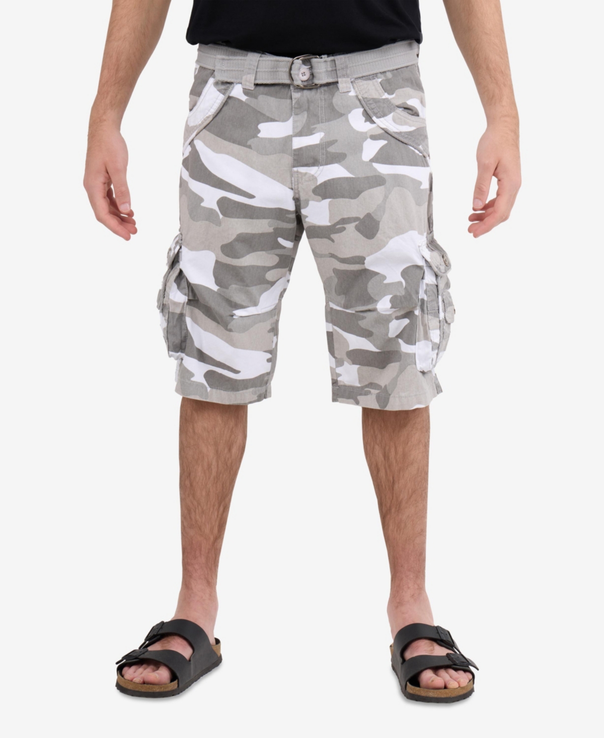 Click here for X-Ray Mens Belted Double Pocket Cargo Shorts - Whi... prices