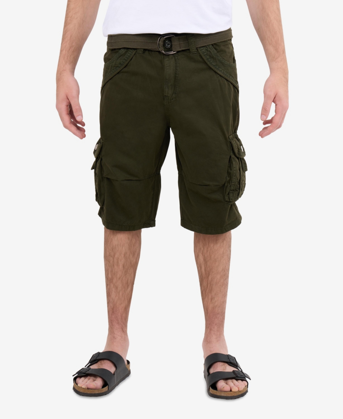 Click here for X-Ray Mens Belted Double Pocket Cargo Shorts - Oli... prices