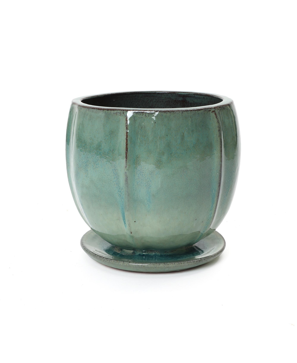 Click here for LuxenHome Glossy Gradient Teal Ceramic Planter  10... prices