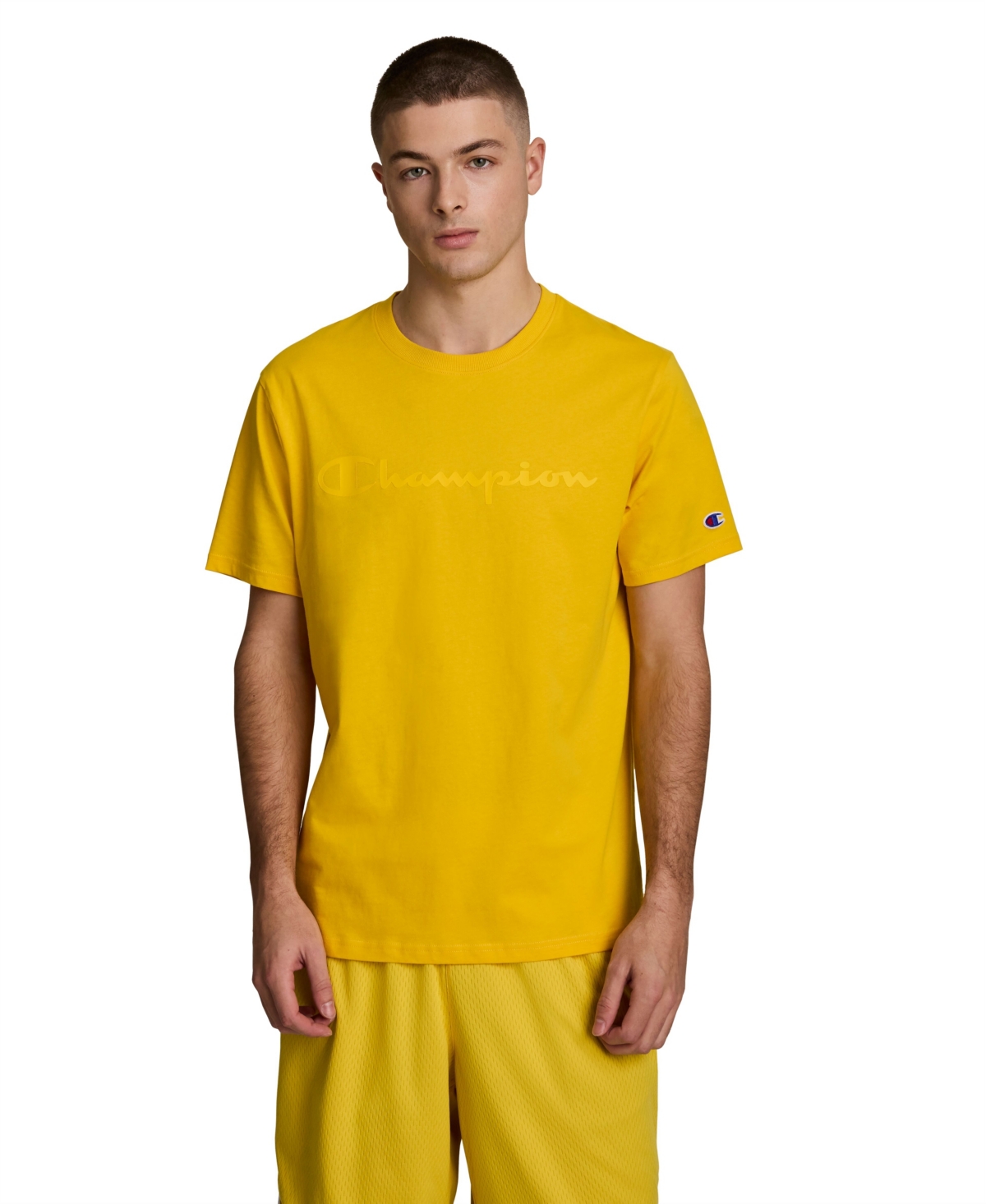 Click here for Champion Mens Classic Logo Crewneck Short-Sleeve T... prices