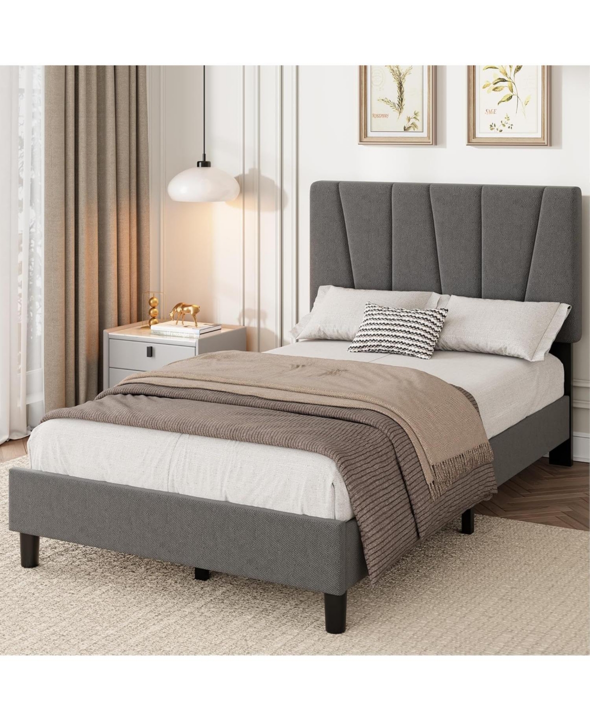 Click here for gaomon Platform Bed Frame for Kids  Linen Upholste... prices