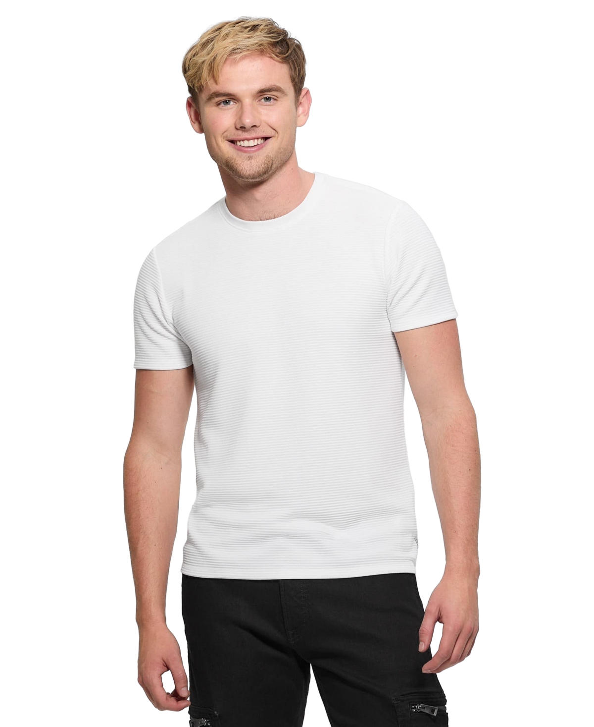 Click here for Guess Mens Textured Stripe T-Shirt - PURE WHITE 1 prices