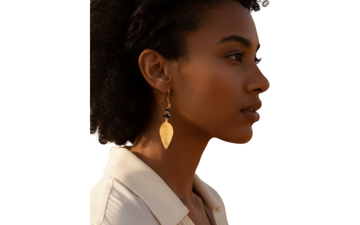 Click here for Kendi Amani Acacia Leaf Earrings - Gold-tone prices