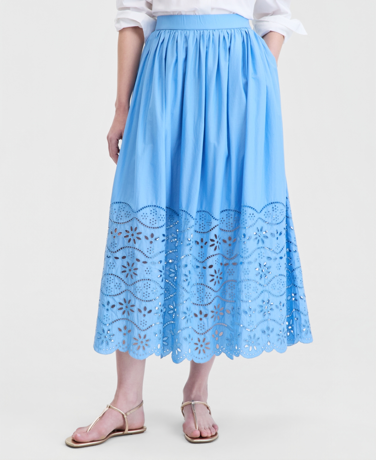 Click here for On 34th Womens Cotton Solid Eyelet Midi Skirt  Mac... prices