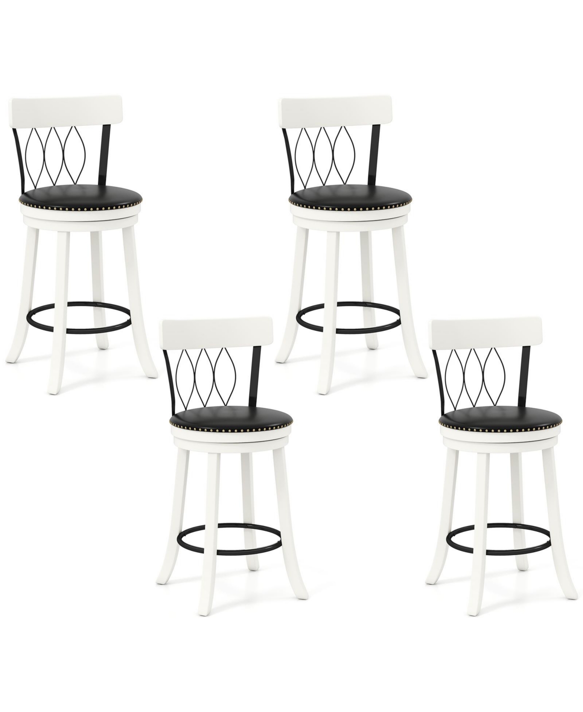 Click here for Gymax 26 Set of 4 Bar Stools w/ Footrest Rubber Wo... prices