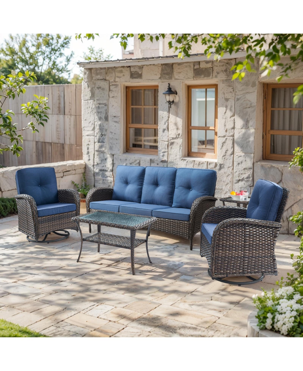 Click here for Gymojoy 5-Piece Brown Pe Wicker Patio Conversation... prices