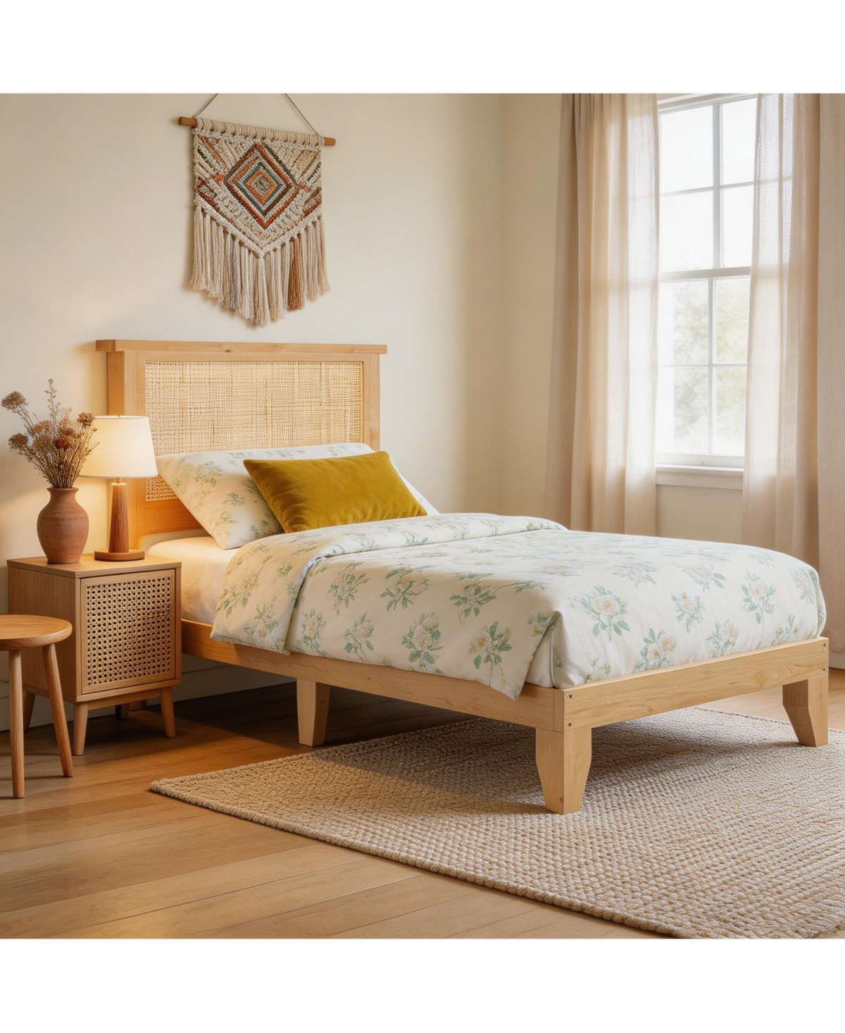 Click here for gaomon Rattan Bed Frame with Solid Wood Foundation... prices