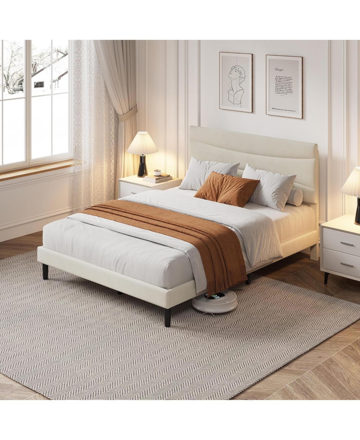 Click here for gaomon Bed Frame with Headboard  Velvet Upholstere... prices