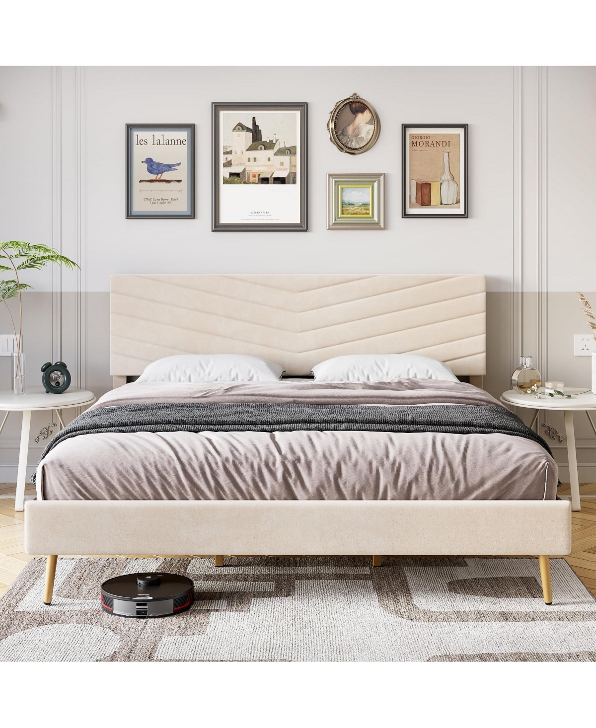 Click here for gaomon Bed Frame Velvet Upholstered Platform Adjus... prices