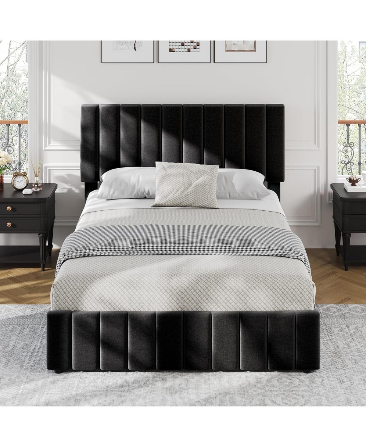 Click here for gaomon Upholstered Bed Frame with 4 Storage Drawer... prices