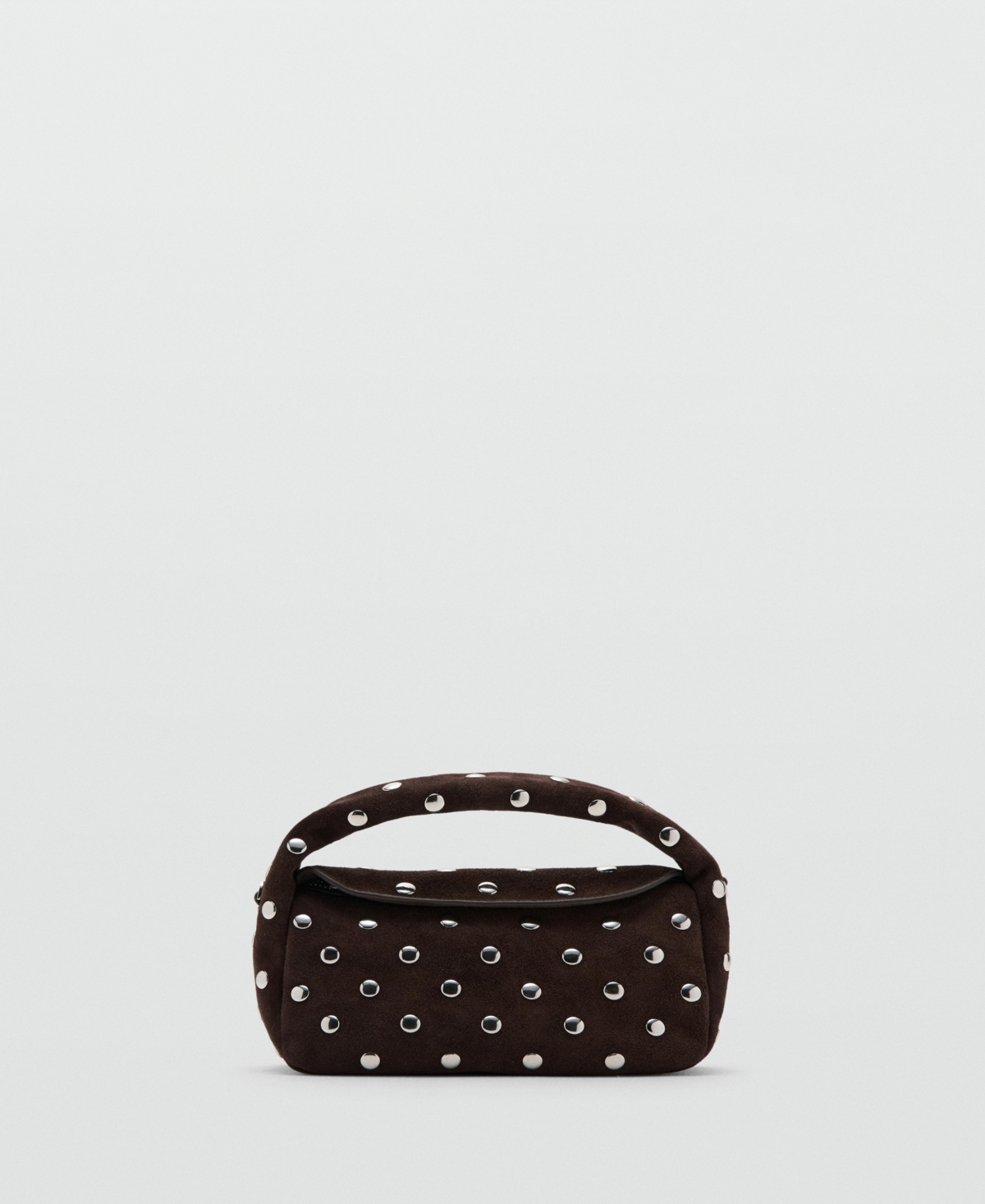 Click here for Mango Womens Suede Leather Studded Handbag - Dark... prices