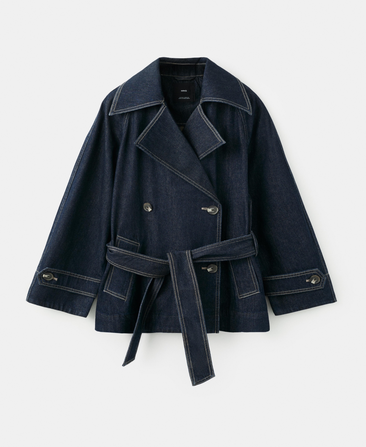 Click here for Mango Womens Denim Belt Trench Coat - Open Blue prices
