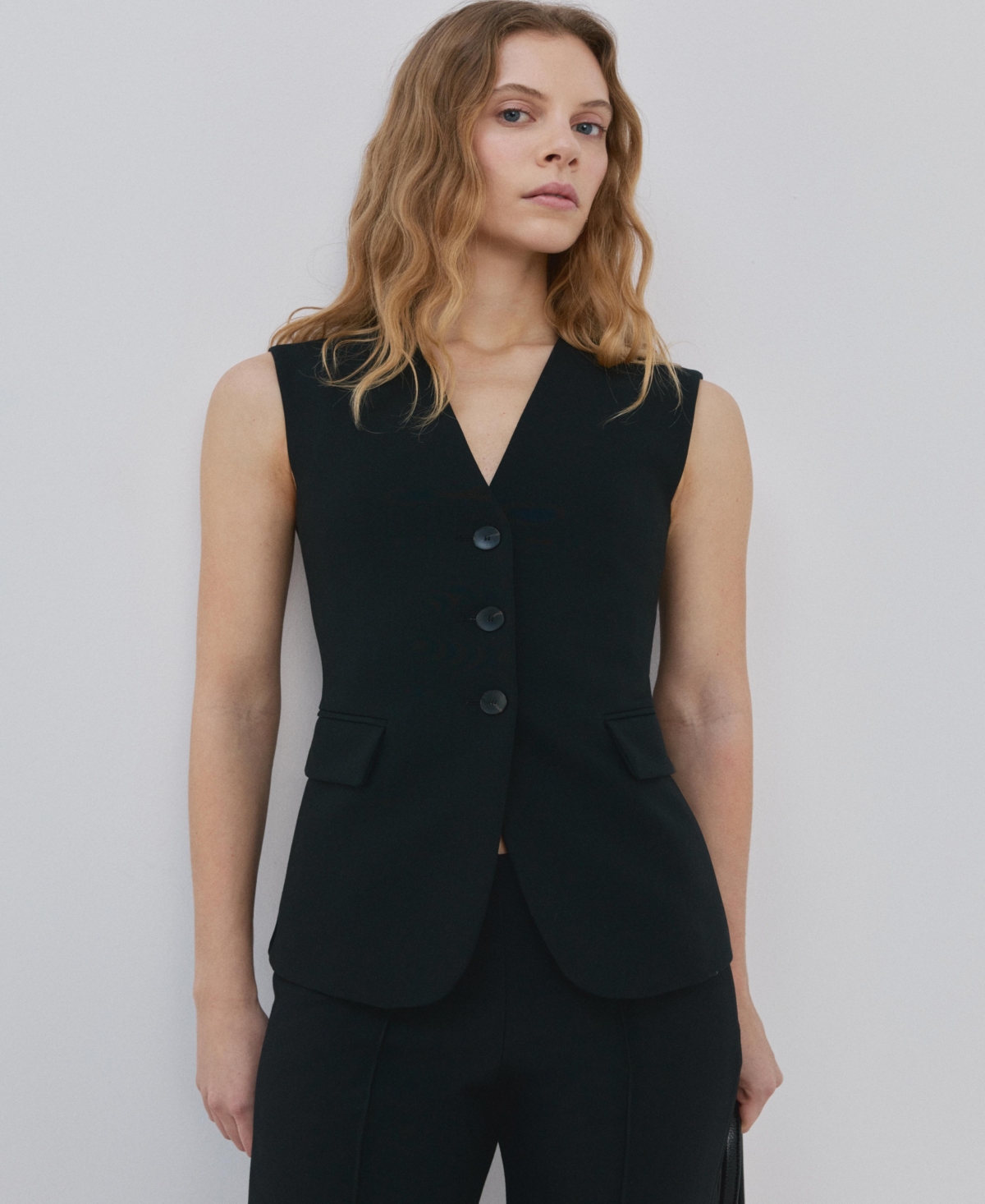 Click here for Mango Womens Fitted Suit Waistcoat - Black prices